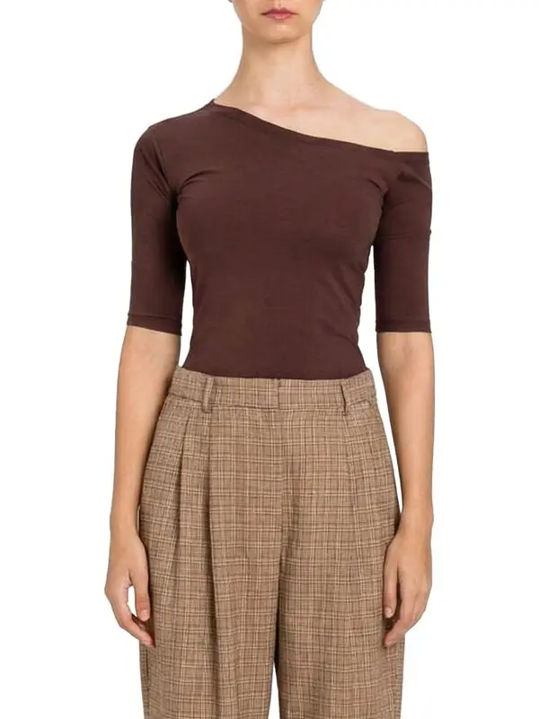 TWINSET Asymmetric Cotton Top - Brown