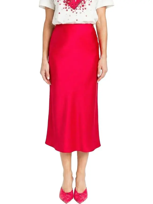 TWINSET Satin Midi Skirt - Fuchsia