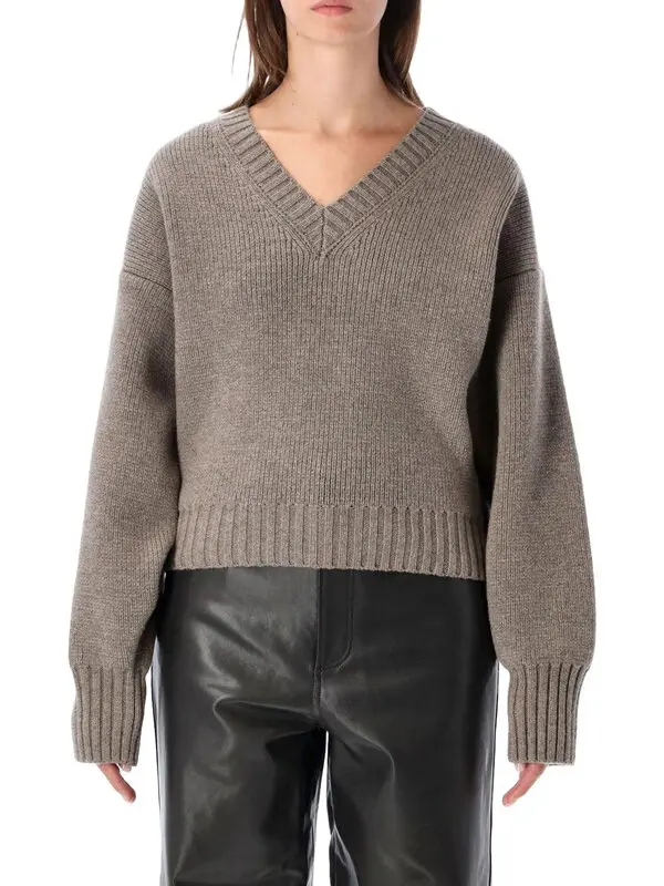 RÓHE V-neck Wool Sweater With Dropped Shoulders And Long Sleeves - Fa01