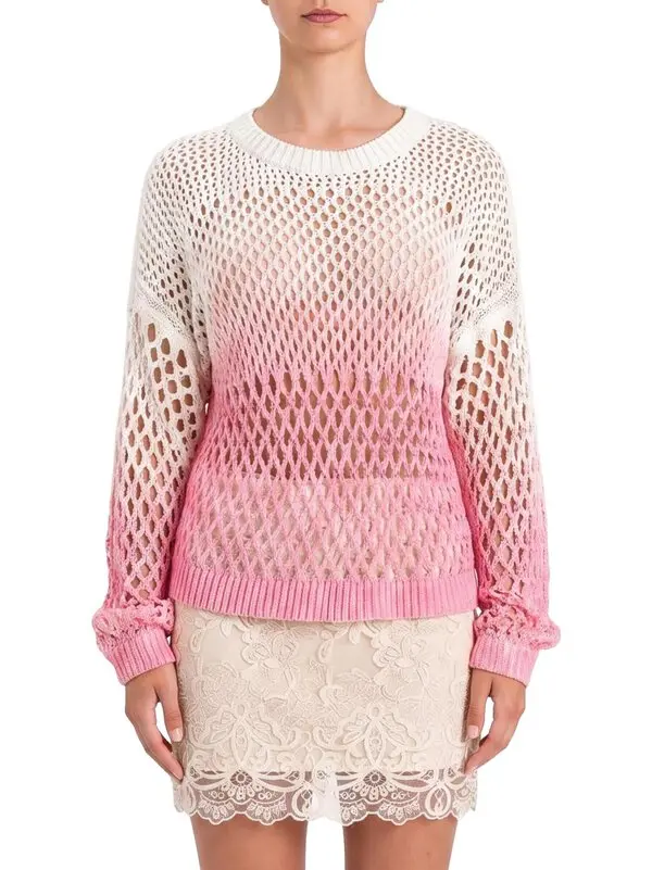 TWINSET Mesh Cotton Knit Top - Pink