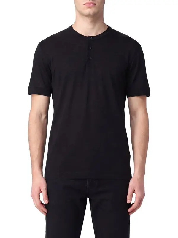 Dolce & Gabbana Crewneck Three-button T-shirt In Pure Silk - Black