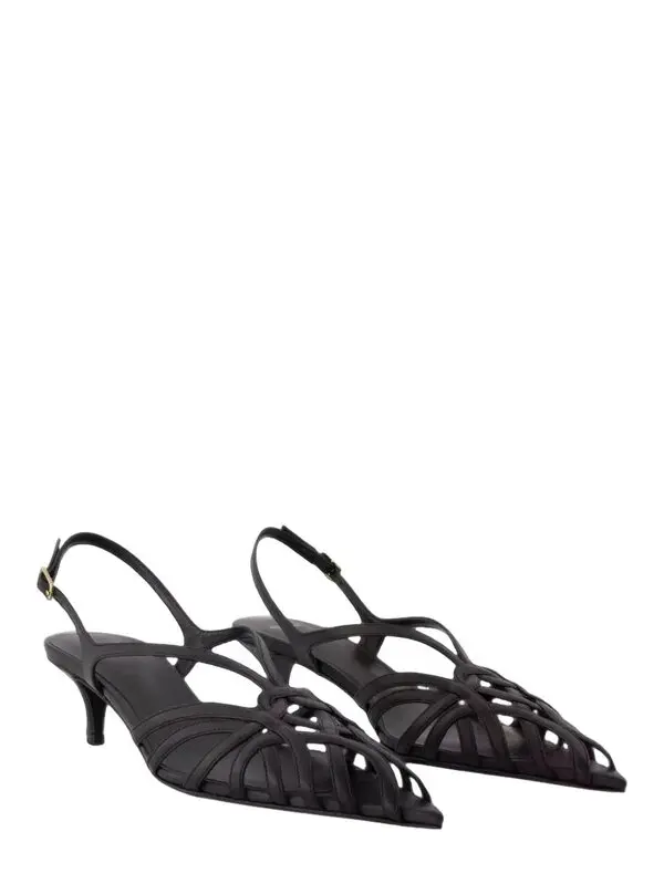 Balmain Caged Leather Sandals - Black