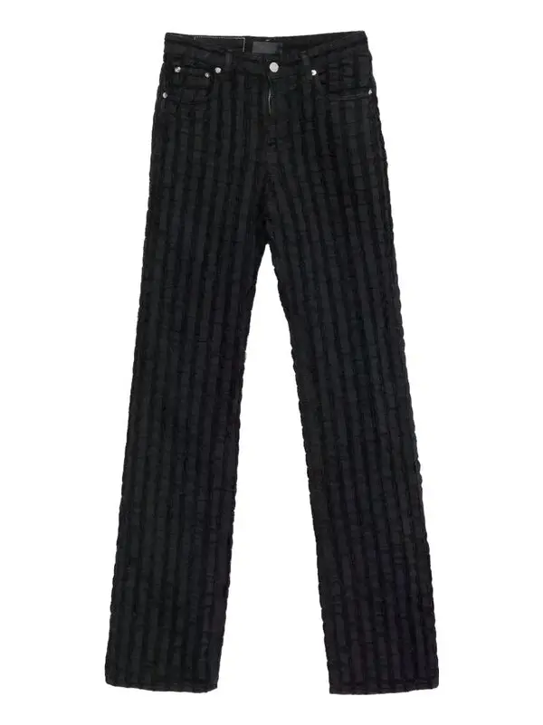 HAIKURE Star Bull Stripe Distressed Checked Jeans - Black