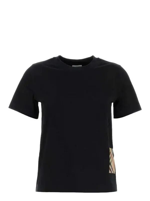 Burberry Check Cashmere Patch Cotton T-shirt - Black
