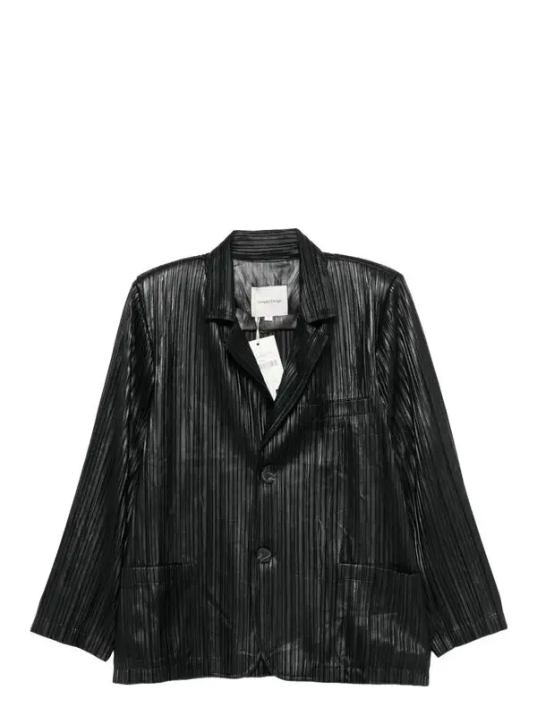 GONGDID DESIGN Plissé-effect Single-breasted Blazer - Black