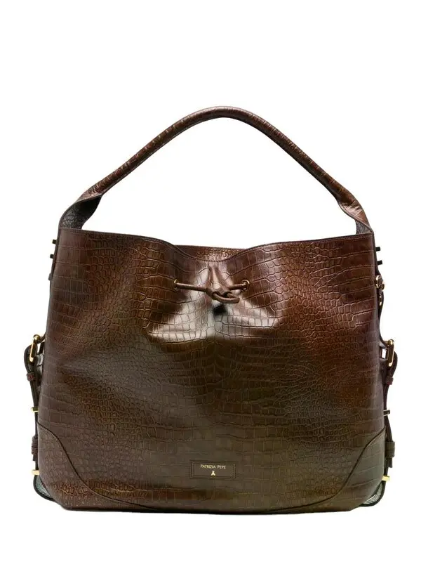 Patrizia Pepe Croc-effect Leather Tote Bag - Brown
