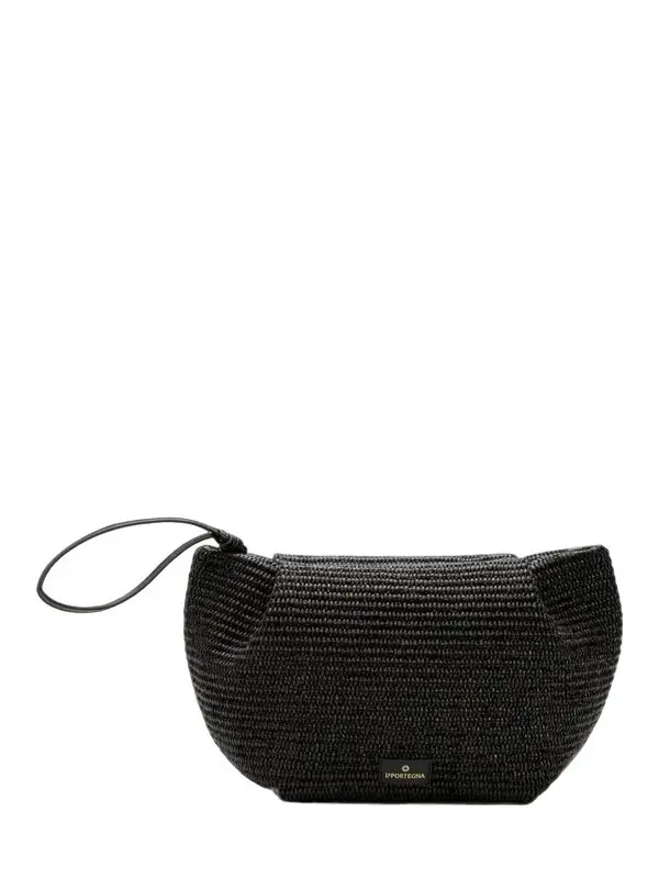 LA PORTEGNA Marta Woven Leather Shoulder Bag - Black