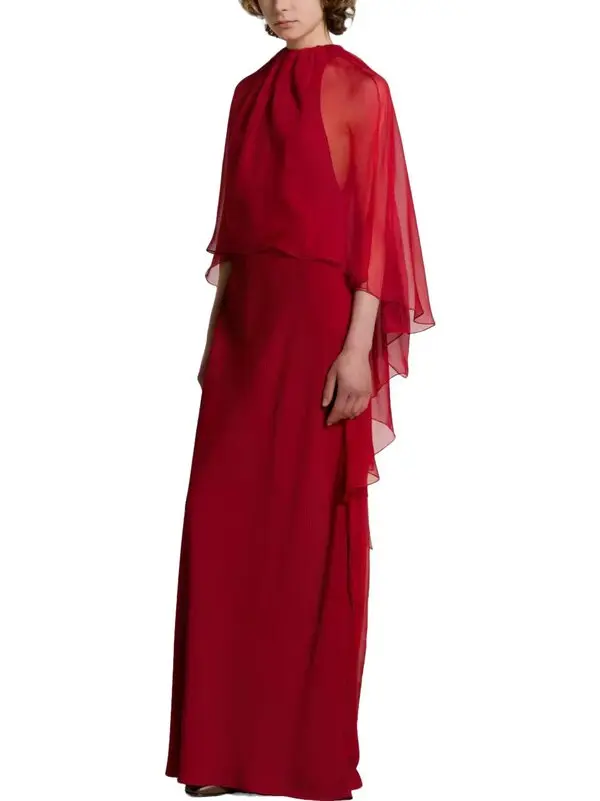 Alberta Ferretti Cape-overlay Maxi Dress - Red