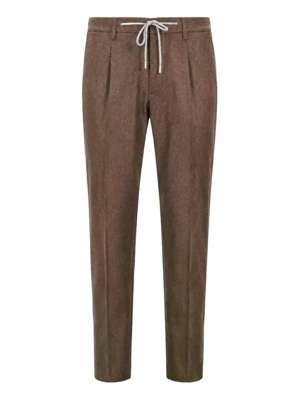 Eleventy Pleated Drawstring-waist Trousers - Brown