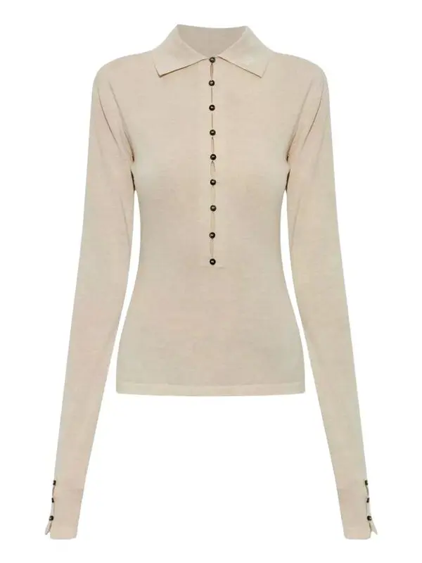 Jacquemus The Merino Long-sleeve Polo Shirt - Neutrals