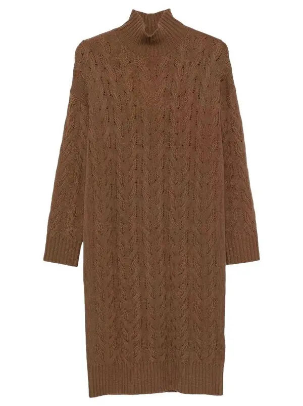 Max Mara Cable-knit Roll-neck Midi Dress - Brown