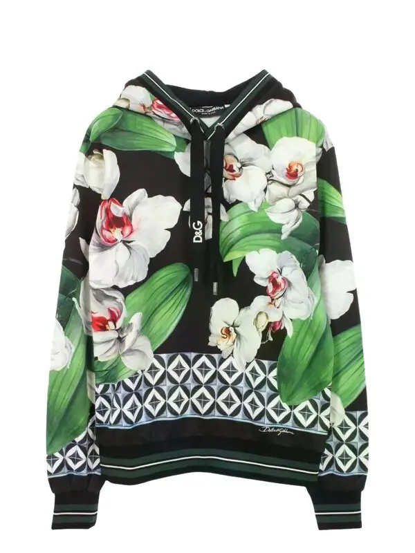 Dolce & Gabbana 2010s Floral-print Hoodie - Black