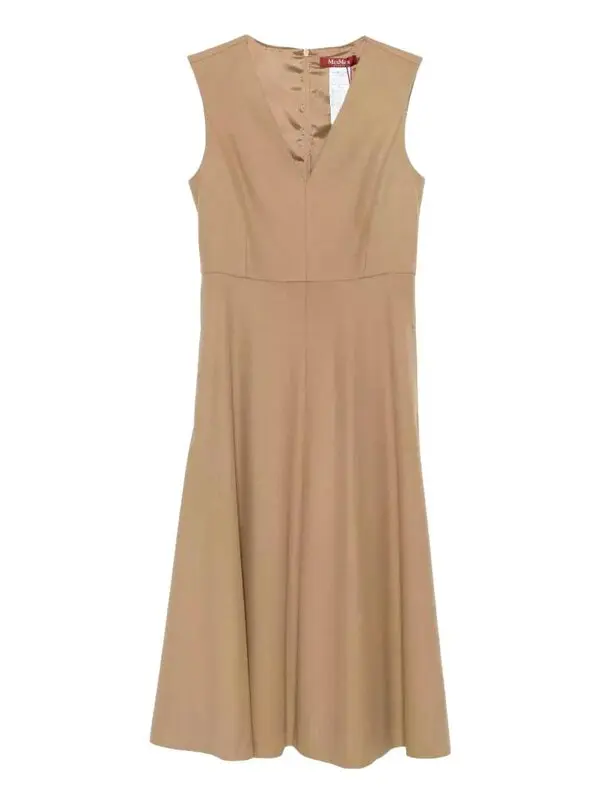 Max Mara V-neck Sleeveless Midi Dress - Brown