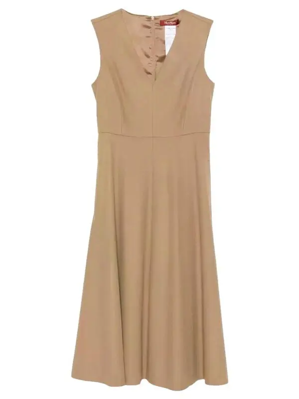 Max Mara V-neck Sleeveless Midi Dress - Brown