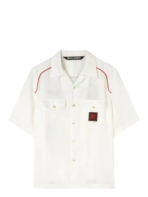 Palm Angels X Haas F1 Team Linen Bowling Shirt - White
