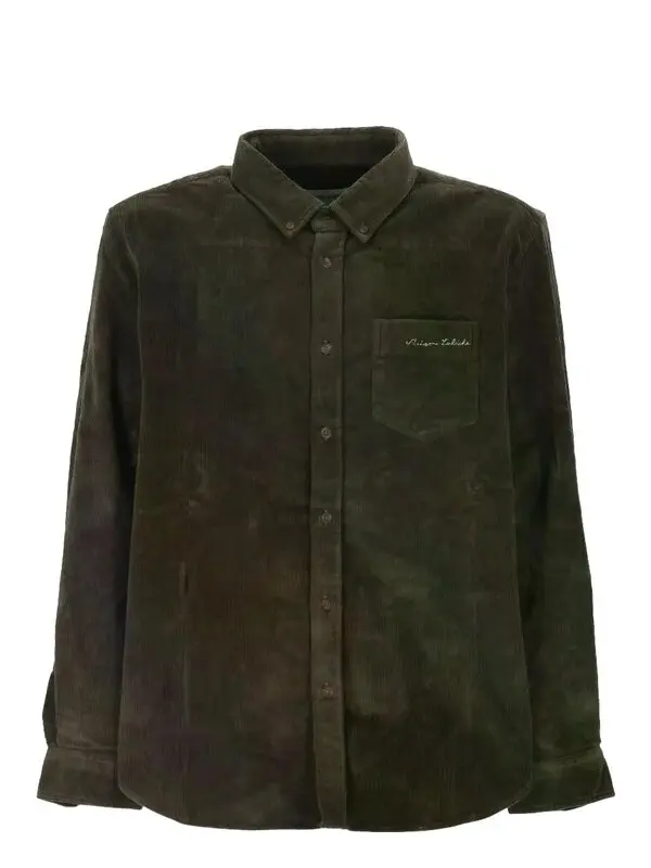 Maison Labiche Corduroy Embroidered-logo Shirt - Green