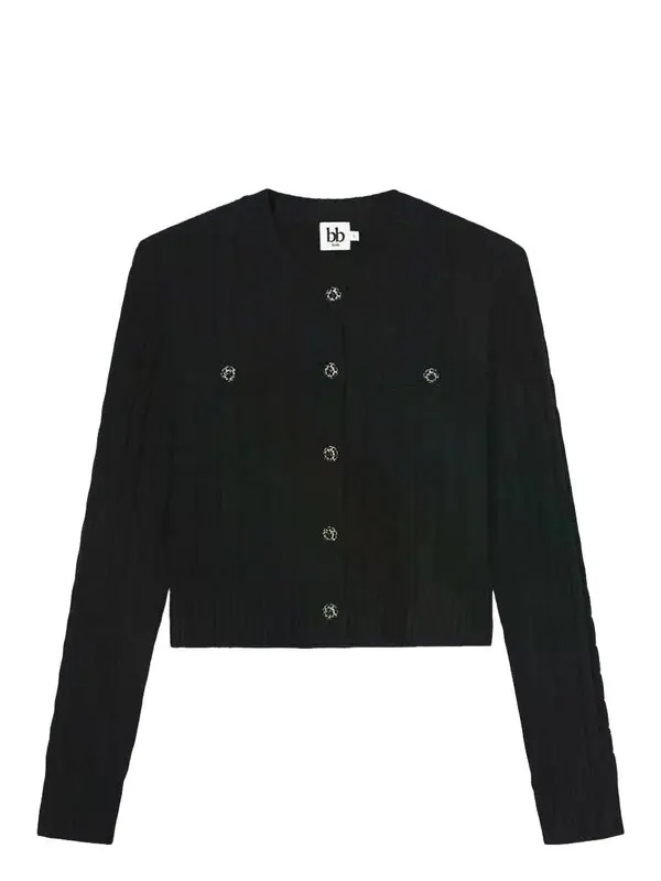 B+AB Cable-knit Button-up Cardigan - Black