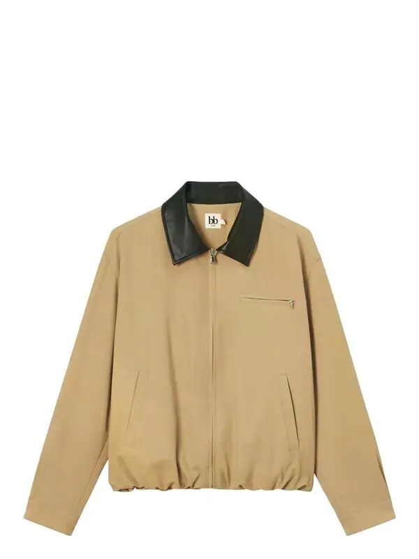 B+AB Contrast-collar Zip-up Jacket - Neutrals