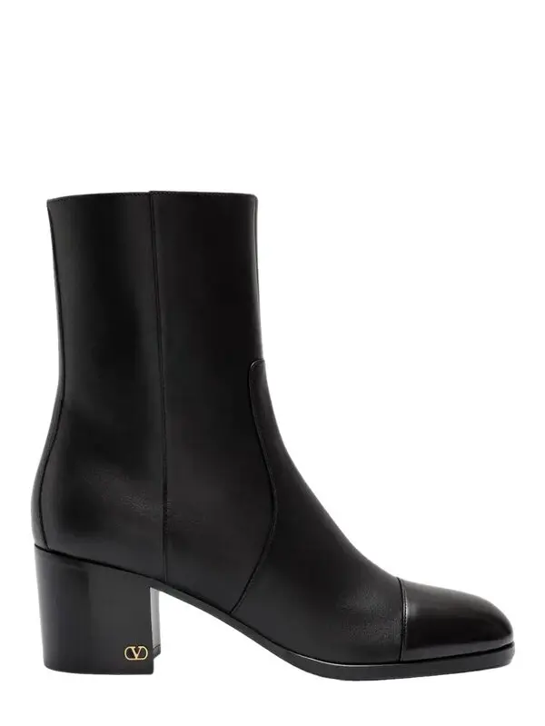 Valentino Garavani Vlogo Signature Cap-toe Ankle Boots - Black
