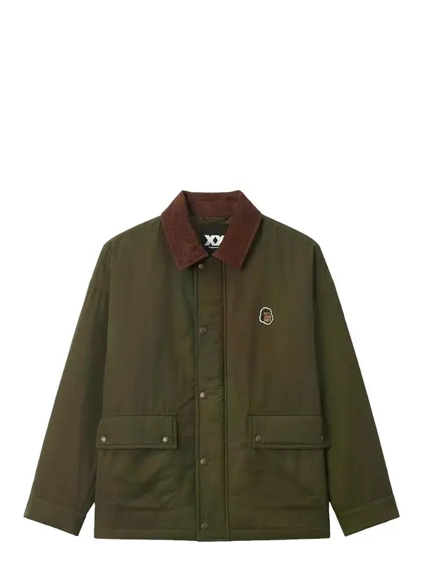 FINGERCROXX Corduroy-collar Logo-patch Jacket - Green