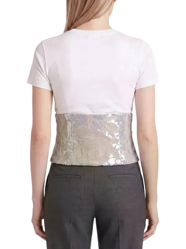 Brunello Cucinelli Sequin-embellished Corset-style T-shirt - White