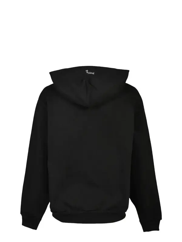 PRAYING Busy Slogan-print Zip-up Hoodie - Black
