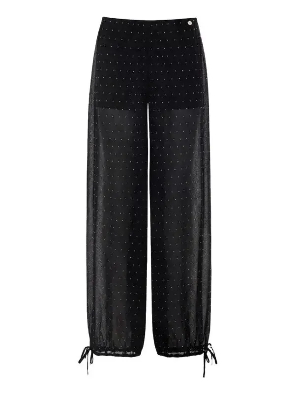 Liu Jo Tulle Trousers With Jewel Embroidery - Black