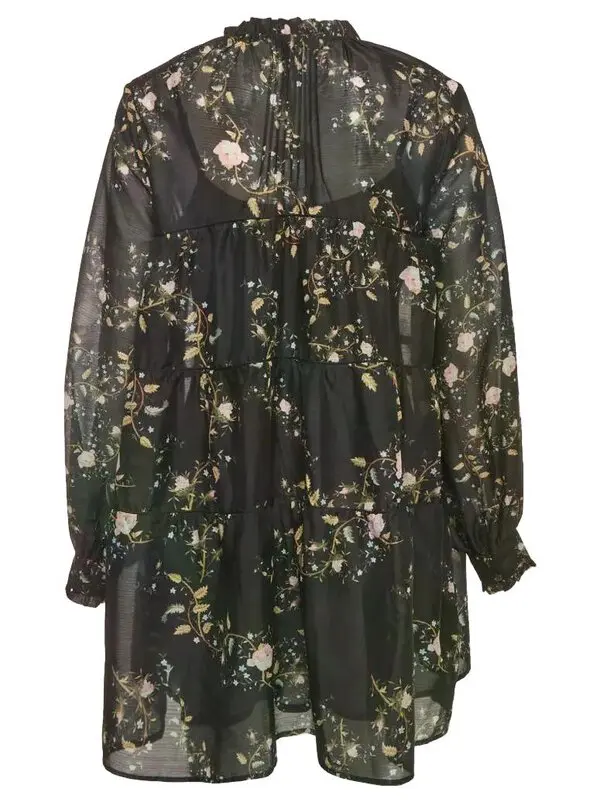ALLSAINTS Floral-print Long-sleeve Mini Dress - Black