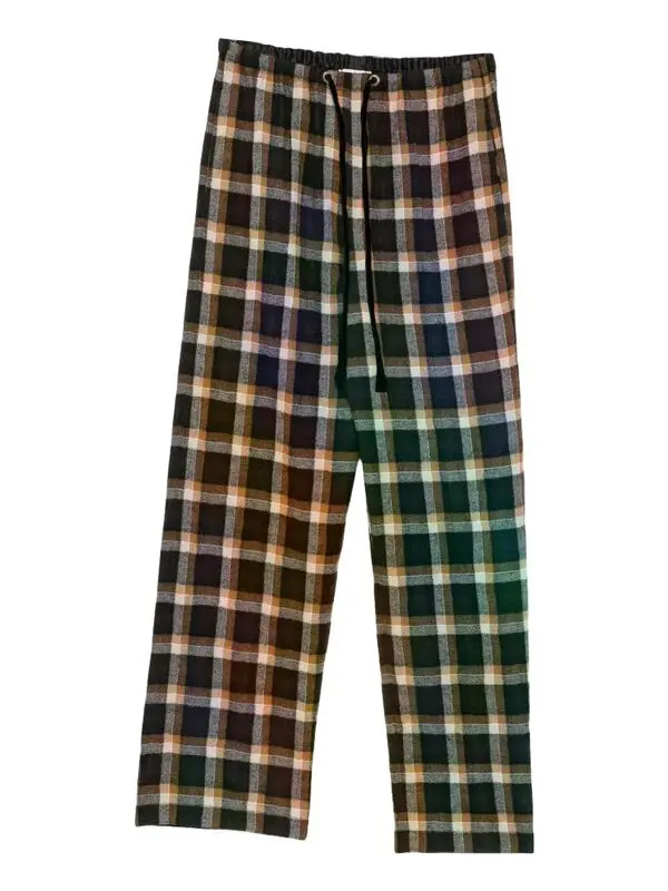 FORTE_FORTE Check-pattern Drawstring-waist Trousers - Brown