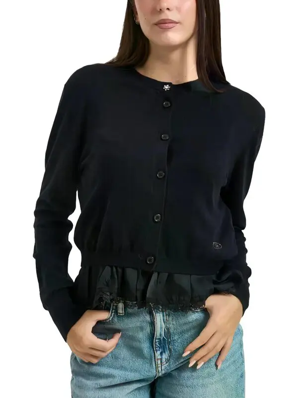 Liu Jo Lace-trim Ruffled Cardigan - Black