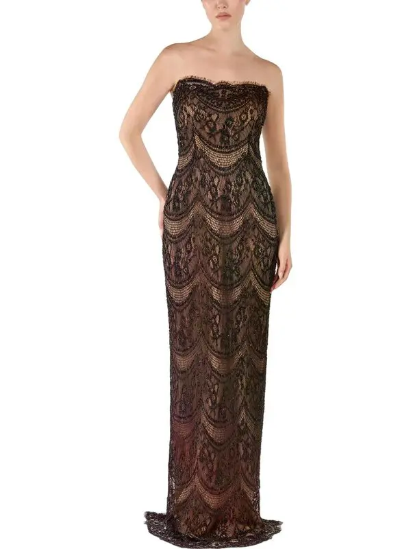 ANDREEA VENECIUC Valeria Strapless Lace Gown - Black