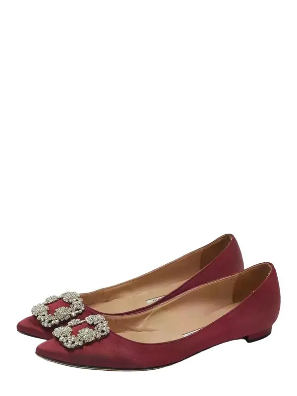 Manolo Blahnik Hangisi Buckle Ballet Flats - Red
