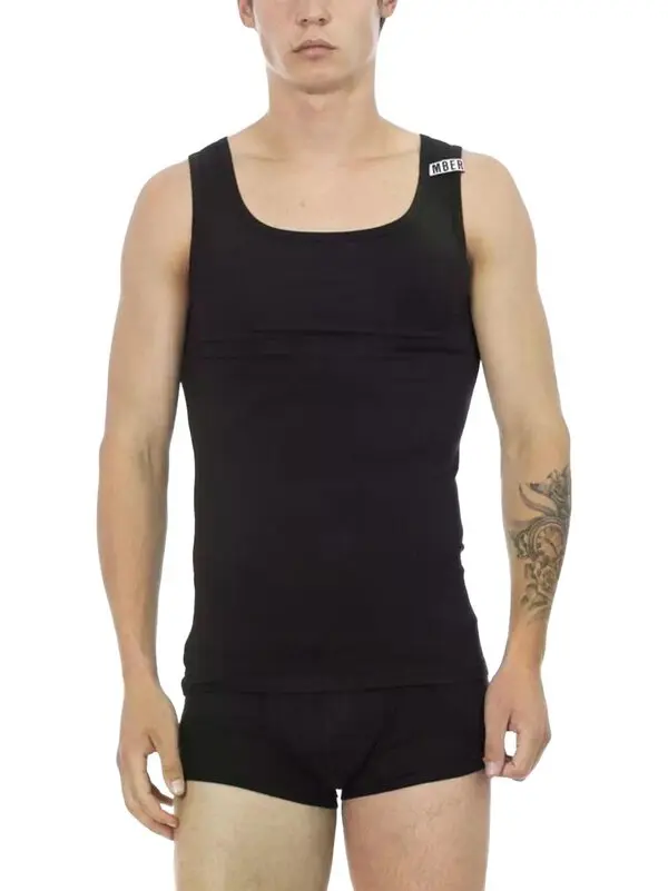 BIKKEMBERGS Logo-patch Slim-fit Tank Top - Black