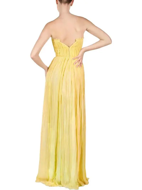 ANDREEA VENECIUC Strapless Pleated Maxi Dress - Yellow