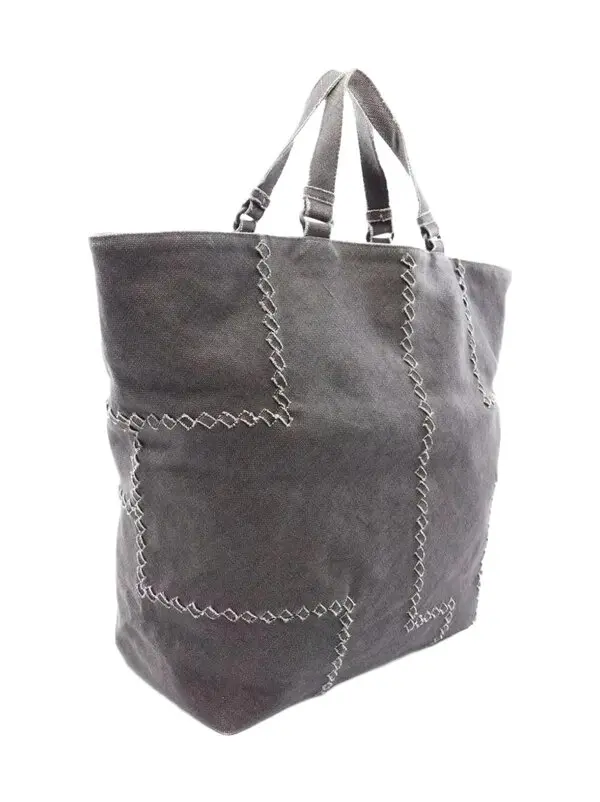 Bottega Veneta 2000s Whipstitch Canvas Tote Bag - Grey