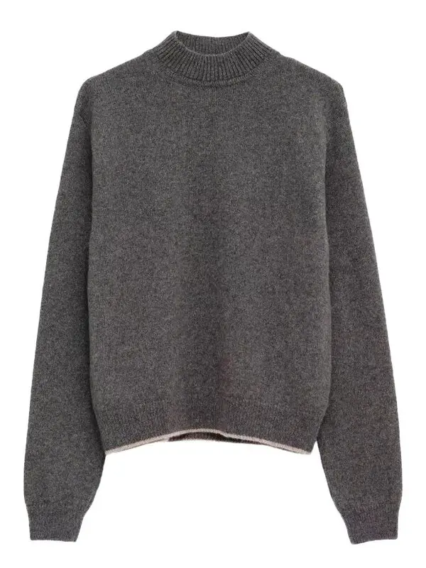 Jacquemus Contrast-trim High-neck Sweater - Grey