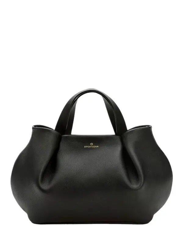 LA PORTEGNA Isabela Leather Tote Bag - Black