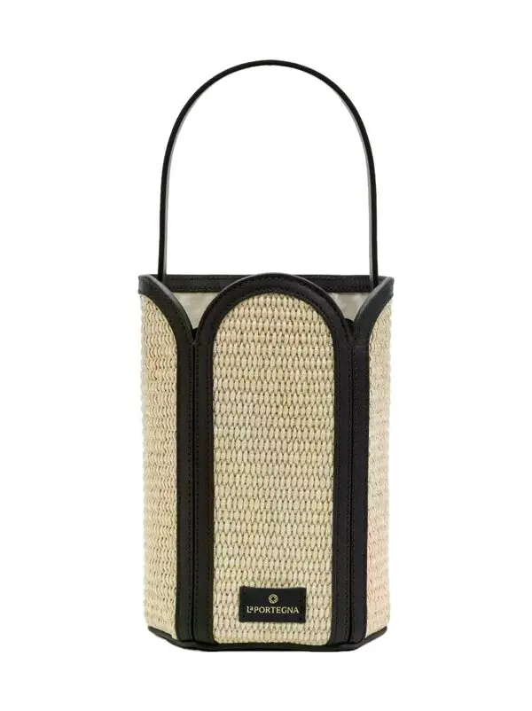 LA PORTEGNA Bárbara Leather-trim Buccket Bag - Neutrals