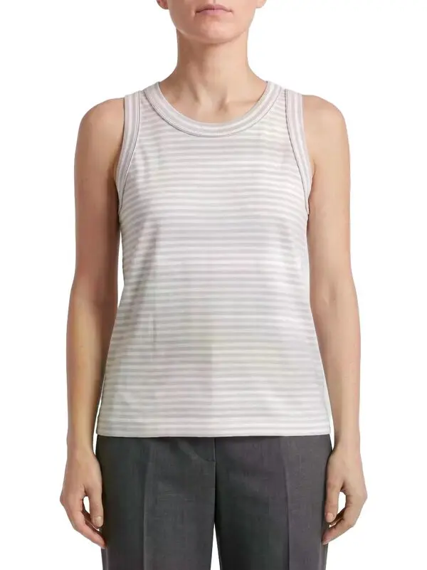 Brunello Cucinelli Striped Cotton Tank Top - Neutrals