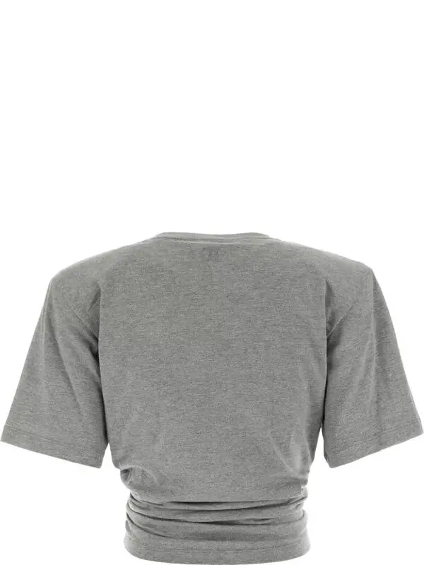 Magda Butrym Knot-detail Padded-shoulder T-shirt - Grey