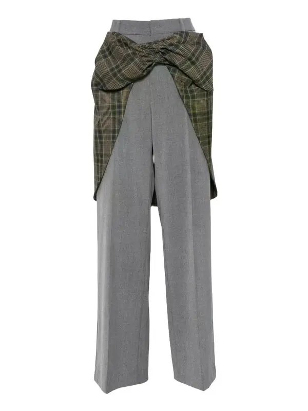 Vivetta Check-panelled Wide-leg Trousers - Grey