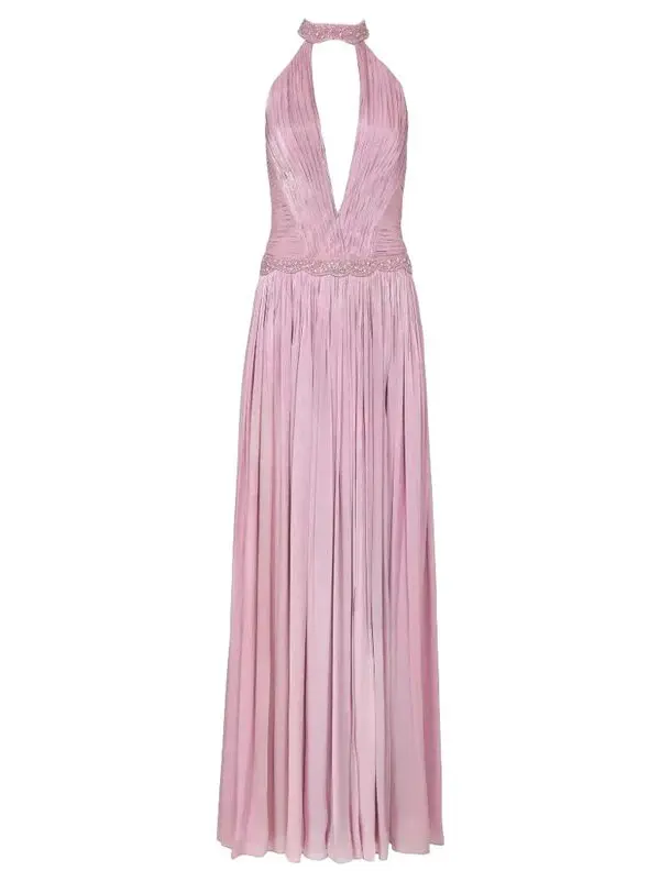 Costarellos Juliette Crystal-embellished Halterneck Gown - Pink