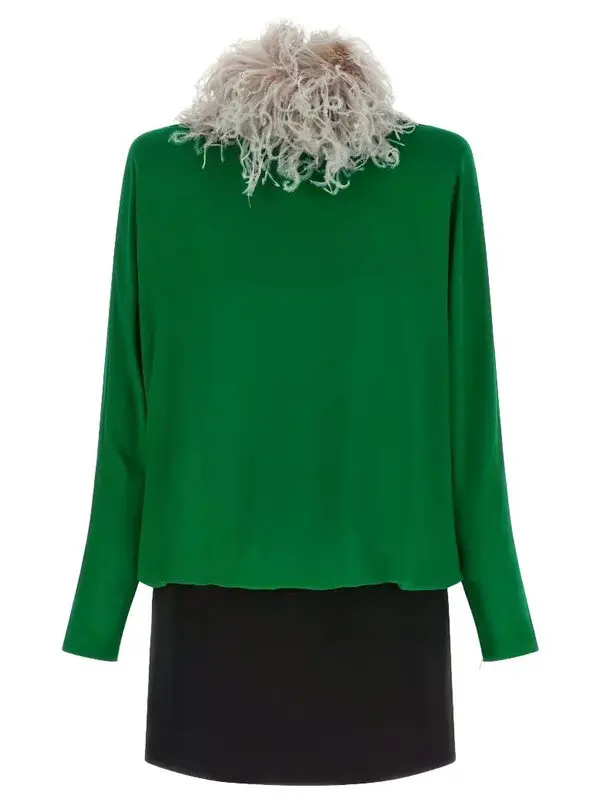 Valentino Garavani Feather-embellished Mini Dress - Green