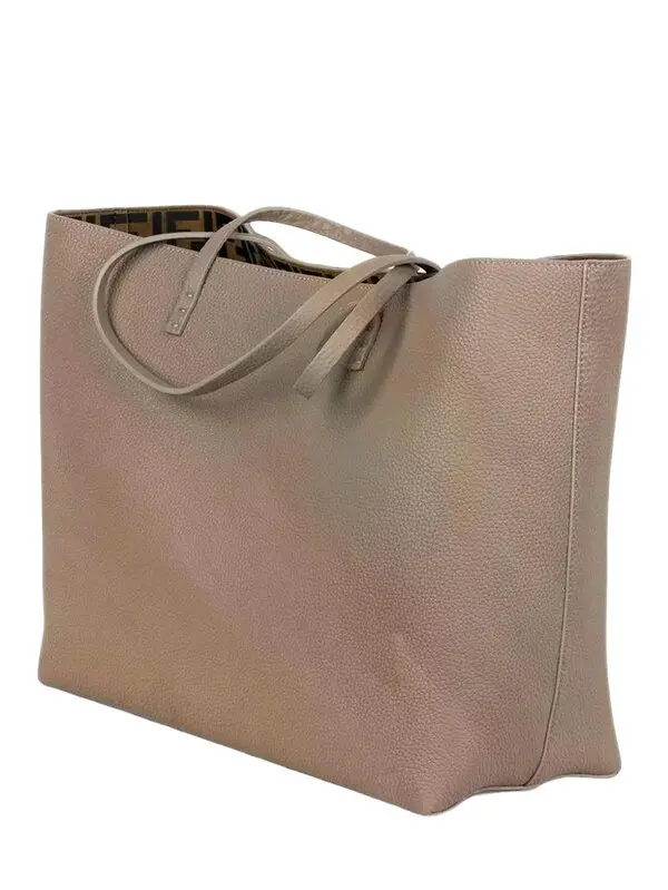 Fendi Mediumk Roll Grained Leather Tote Bag - Neutrals