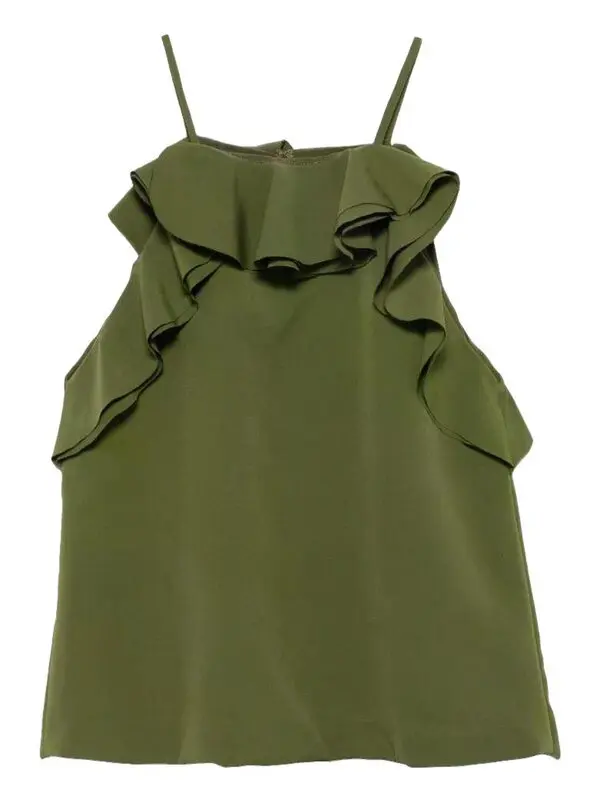 ROSANNA OCAMPO Alba Ruffled Halterneck Top - Green