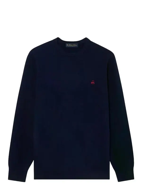 Brooks Brothers Logo-embroidered Lambswool Sweater - Blue