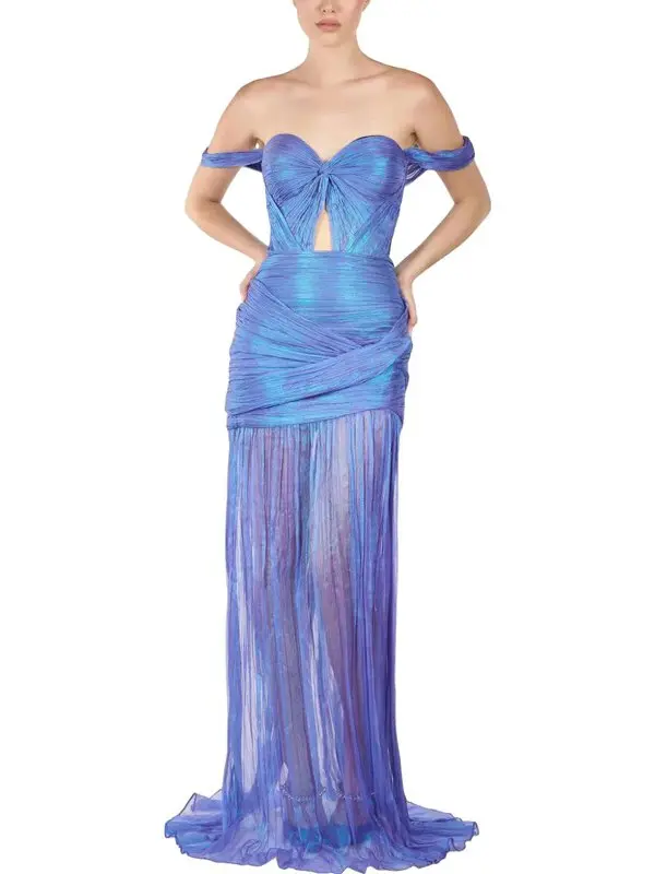 ANDREEA VENECIUC Mirage Draped Silk Maxi Dress - Blue