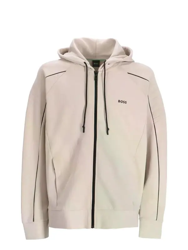BOSS Logo-print Drawstring Hoodie - Neutrals