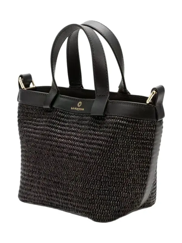 LA PORTEGNA Teresita Leather-trim Tote Bag - Black