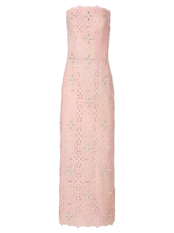 Costarellos Renelle Crystal-embellished Lace Midi Dress - Pink